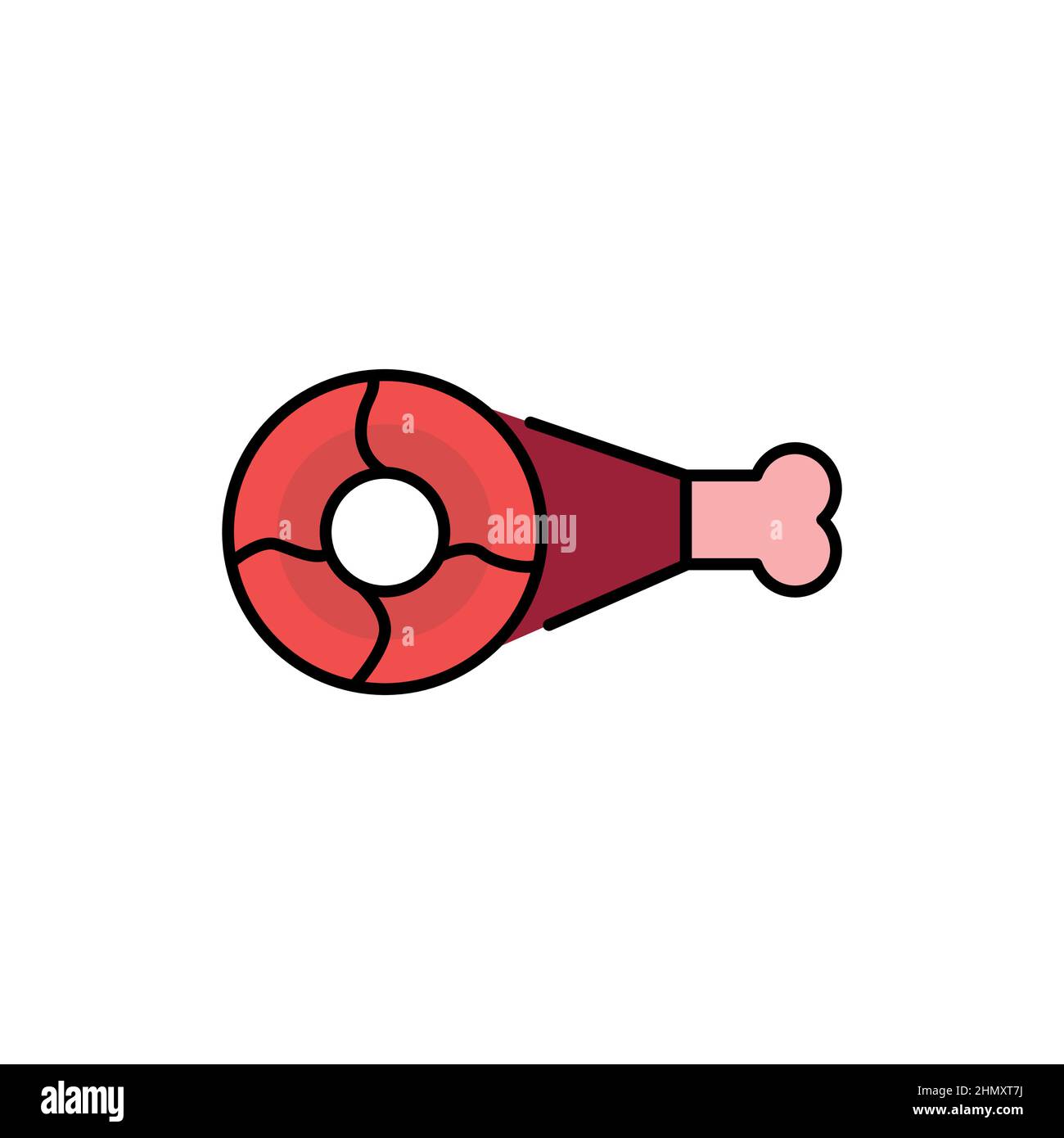 Beef leg color line icon. Cutting meat. Pictogram for web page, mobile ...