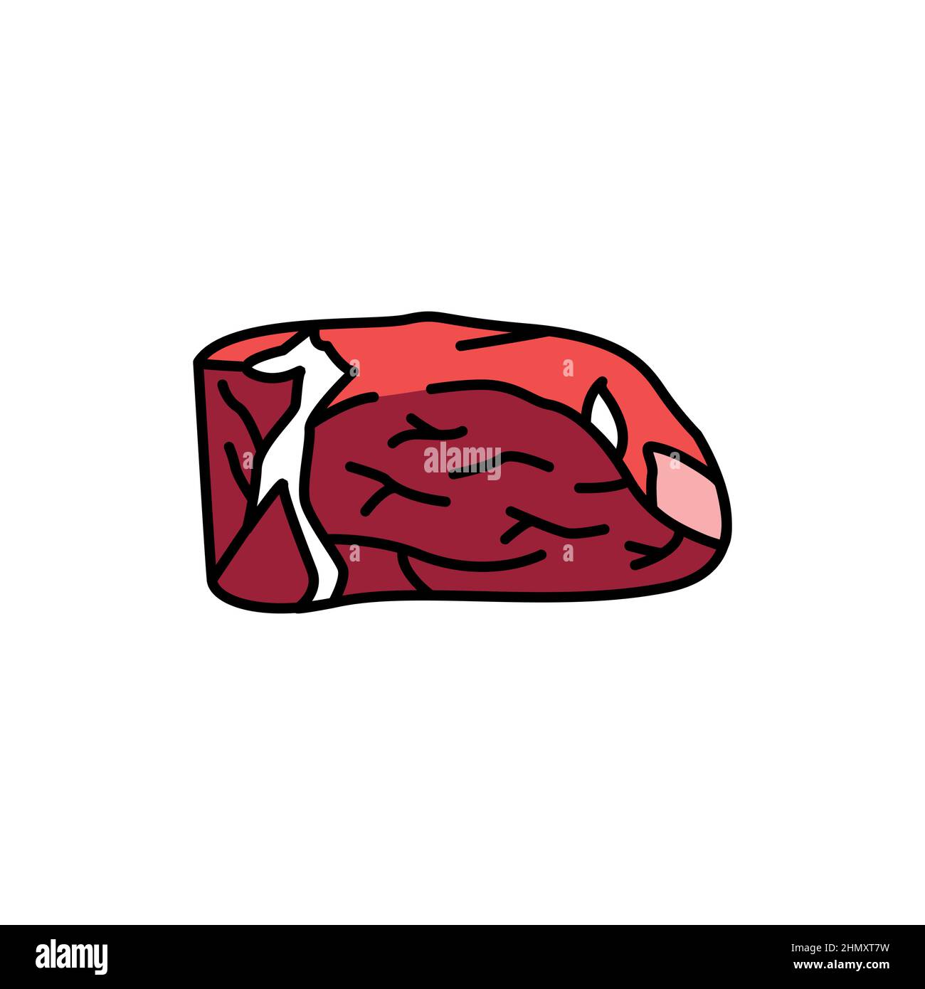 Roast beef color line icon. Cutting meat. Pictogram for web page ...