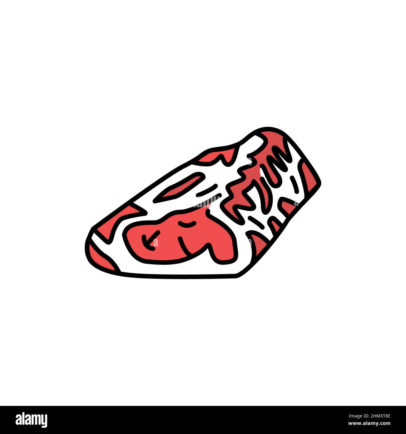 Beef neck cut color line icon. Cutting meat. Pictogram for web page ...