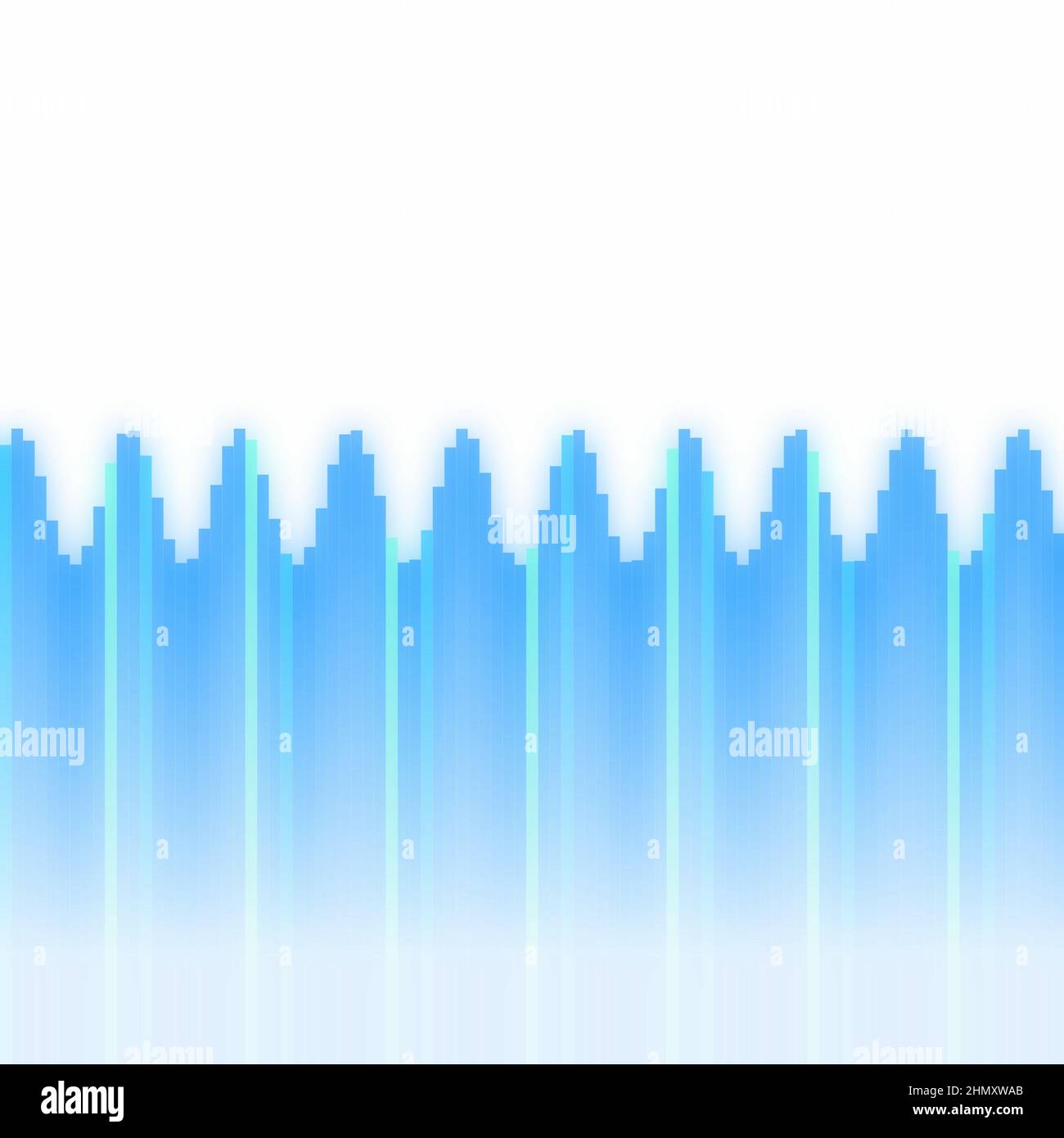 Illustration of blue bars shaped like waves against the white ...