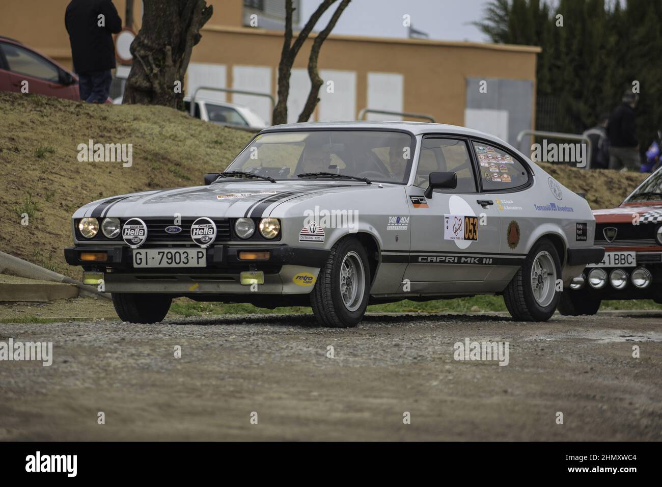 Photo of a silver Ford Capri sport car car in the street Stock Photo ...