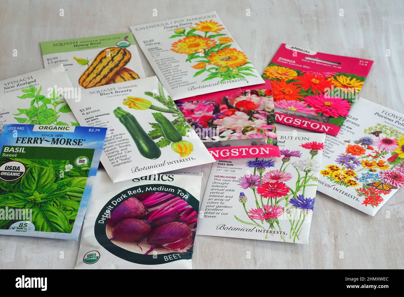 PRINCETON, NJ -2 FEB 2022- View of packets of flower and vegetable ...