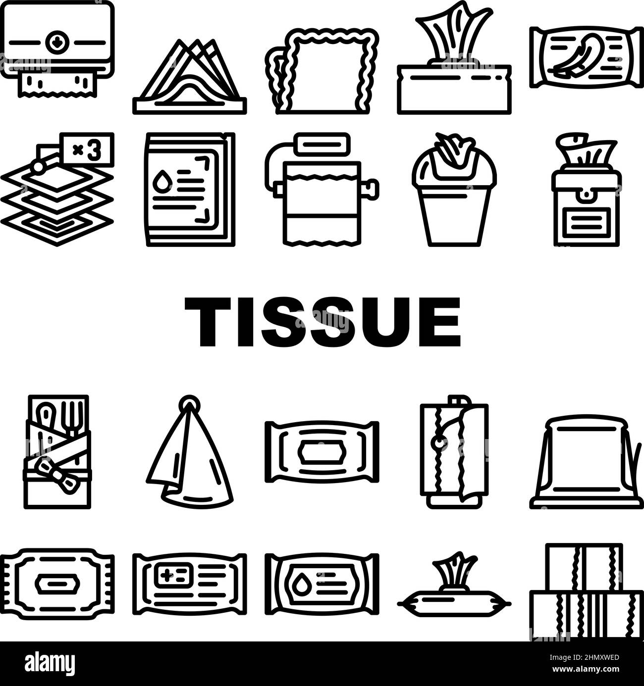 Tissue Paper And Napkin Package Icons Set Vector Stock Vector Image ...