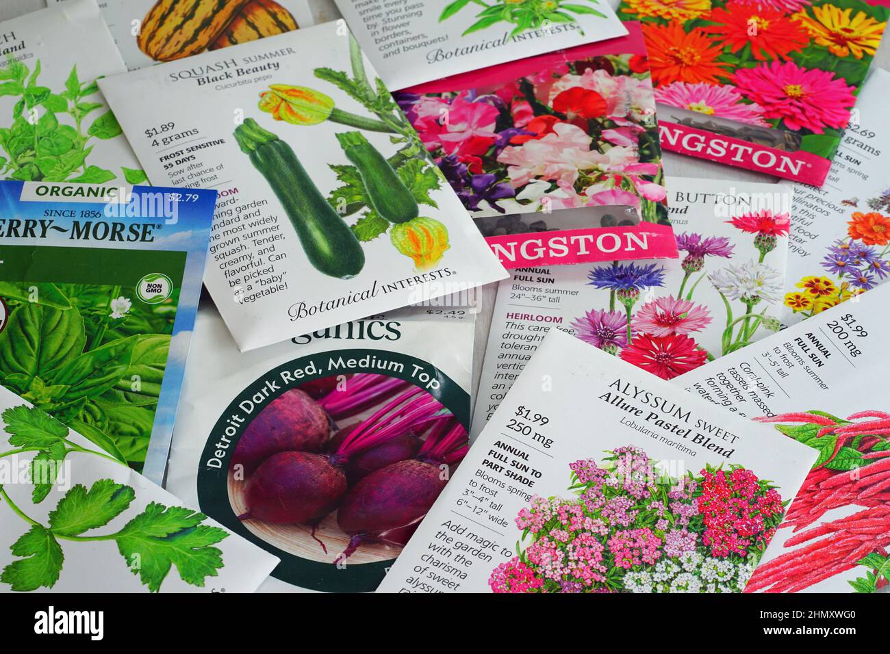 PRINCETON, NJ -2 FEB 2022- View of packets of flower and vegetable ...