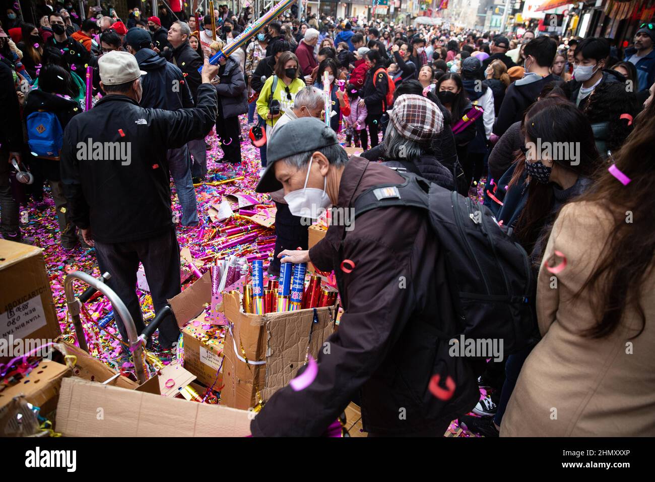 New York, United States. 12th Feb, 2022. Vendors sell confetti bombs ...