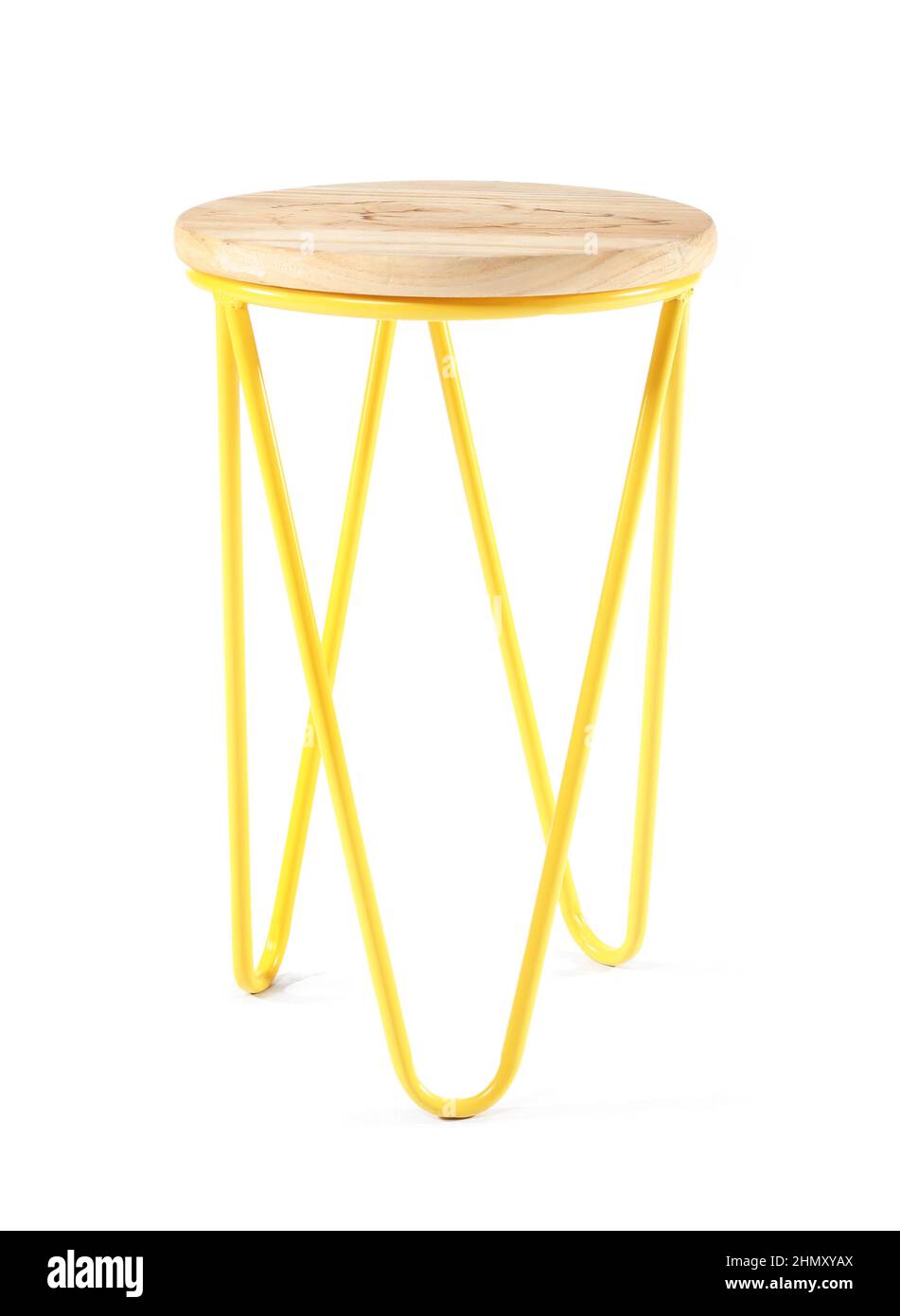 Yellow coffee table on white background Stock Photo - Alamy