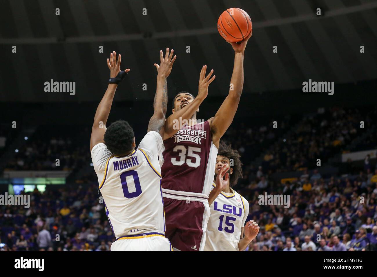 February 12, 2022: Mississippi St. Forward Tolu Smith (35) puts up a ...