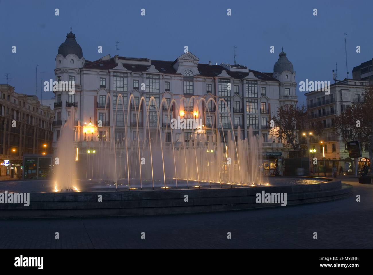 Fountain in front of a classic building in the city of Valladolid ...