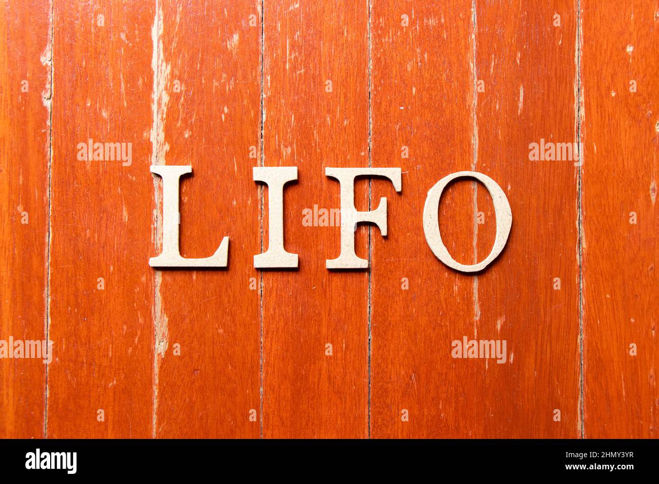 Alphabet letter in word LIFO (abbreviation of last in first out) on old ...