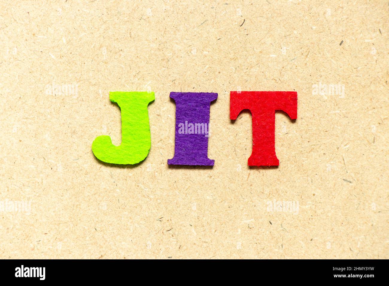 Color cloth alphabet letter in word JIT (abbreviation of just in time ...