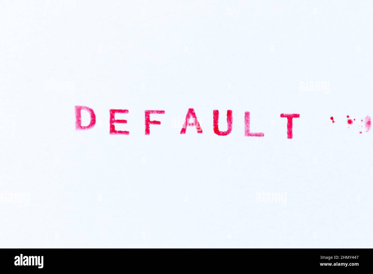 Red color ink rubber stamp in word default on white paper background ...