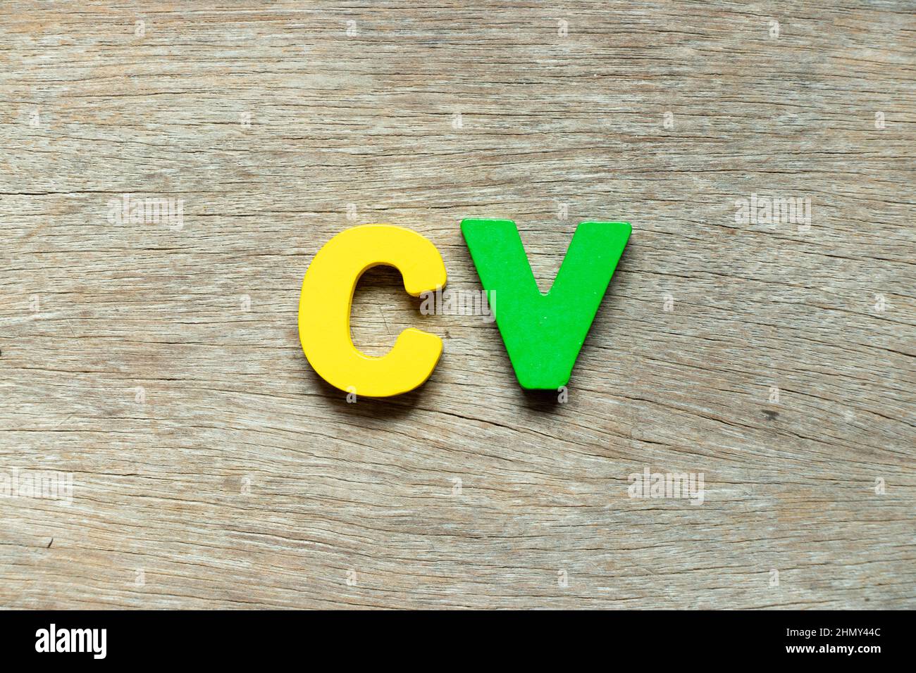 Color alphabet letter in word CV (Abbreviation of curriculum vitae) on ...