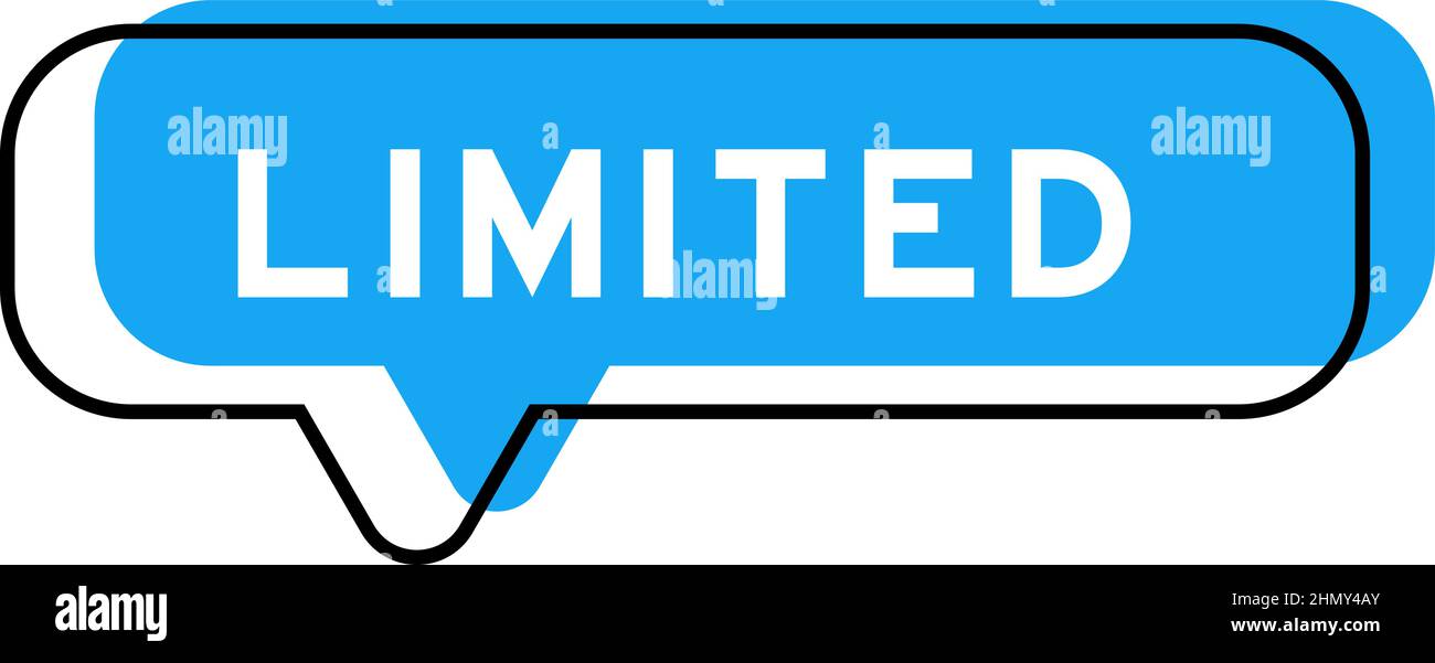 Speech banner and blue shade with word limited on white background ...