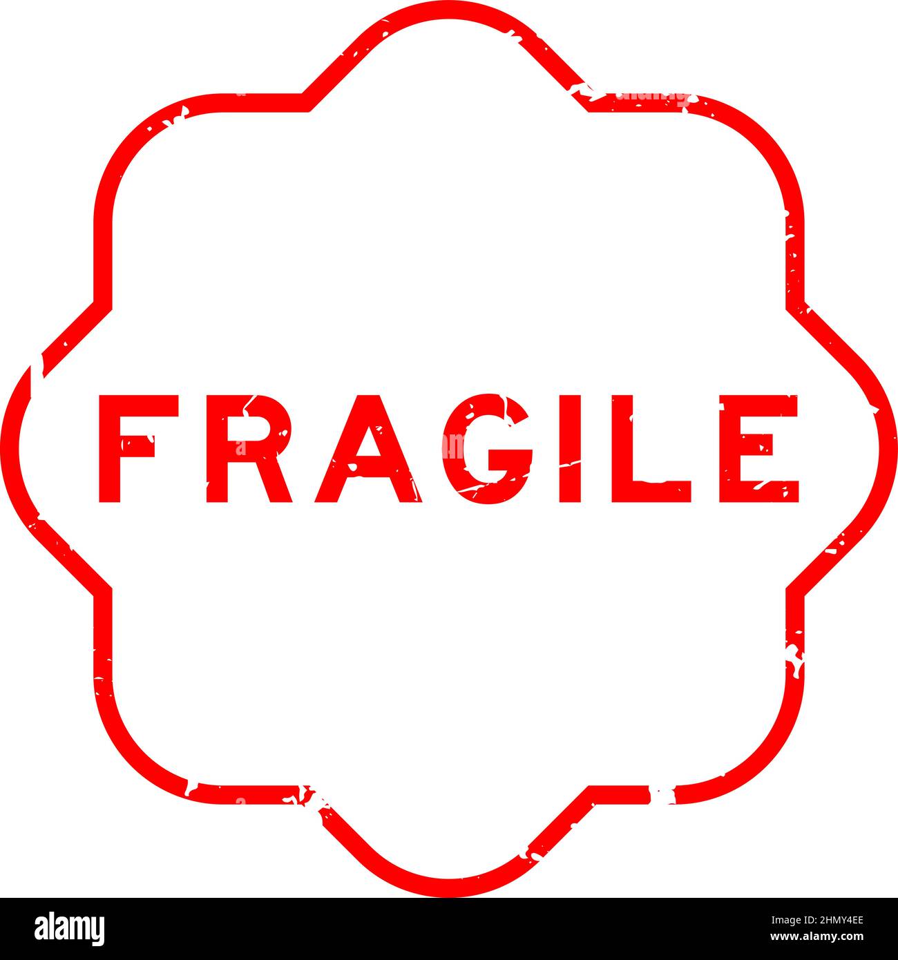 Grunge red fragile word rubber seal stamp on white background Stock ...