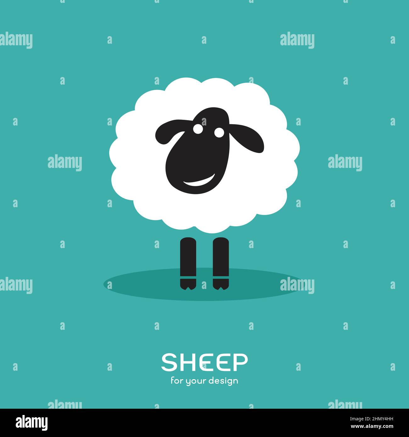 Vector image of a sheep design on blue background, Farm Animals. Easy ...