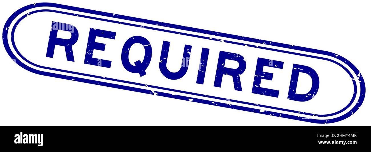 Grunge blue required word rubber seal stamp on white background Stock ...