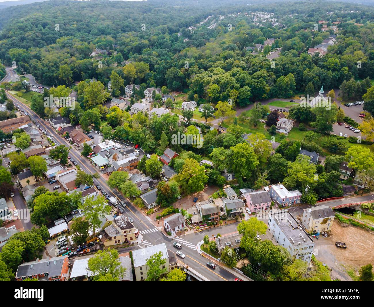Panoramic view of a neighborhood in roofs of houses the historic small ...
