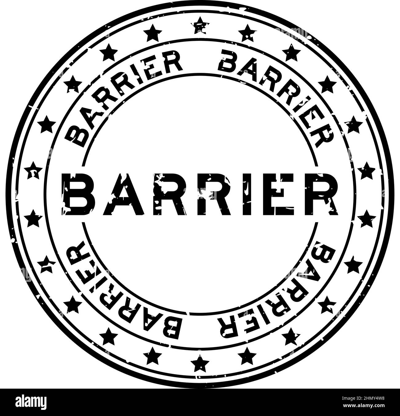 Grunge black barrier word with star icon round rubber seal stamp on ...