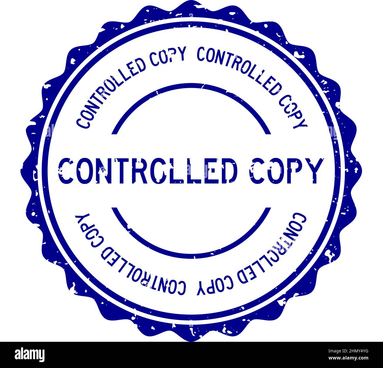 Grunge blue controlled copy word round rubber seal stamp on white background Stock Vector Image ...