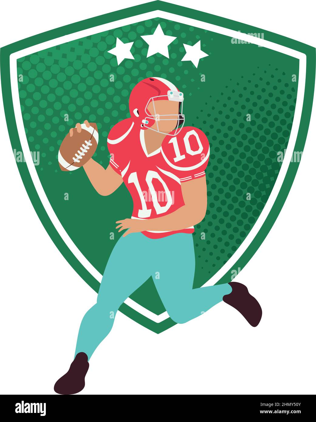 american football player in shield icon Stock Vector Image & Art - Alamy