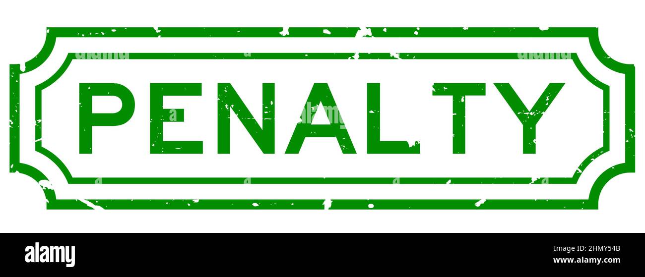 Grunge green penalty word square rubber seal stamp on white background ...
