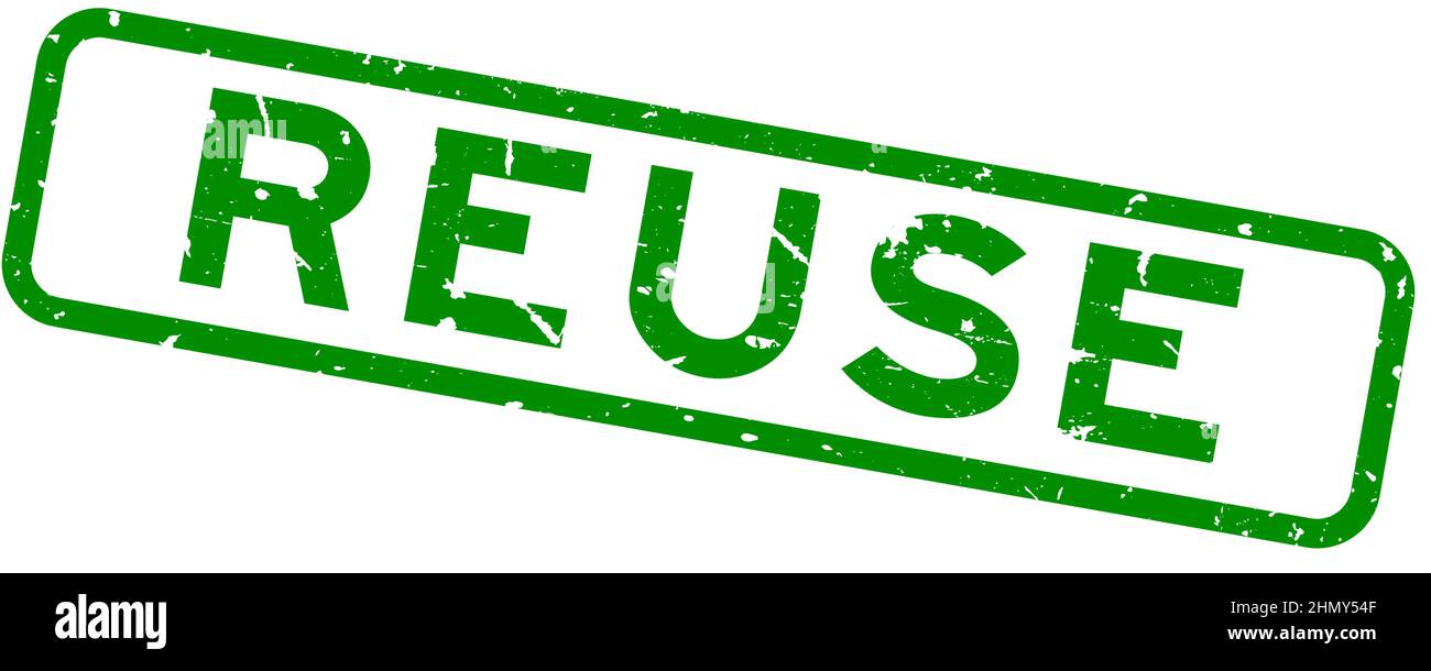 Grunge green reuse word square rubber seal stamp on white background ...