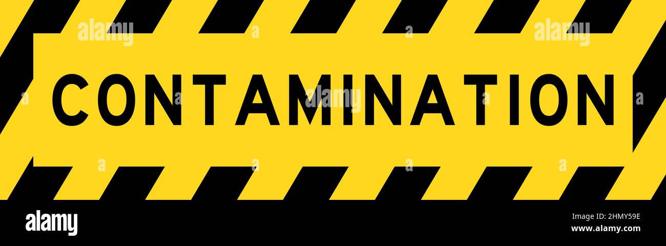 Yellow and black color with line striped label banner with word ...