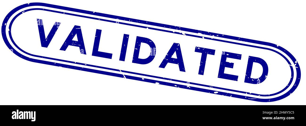 Grunge blue validated word rubber seal stamp on white background Stock ...