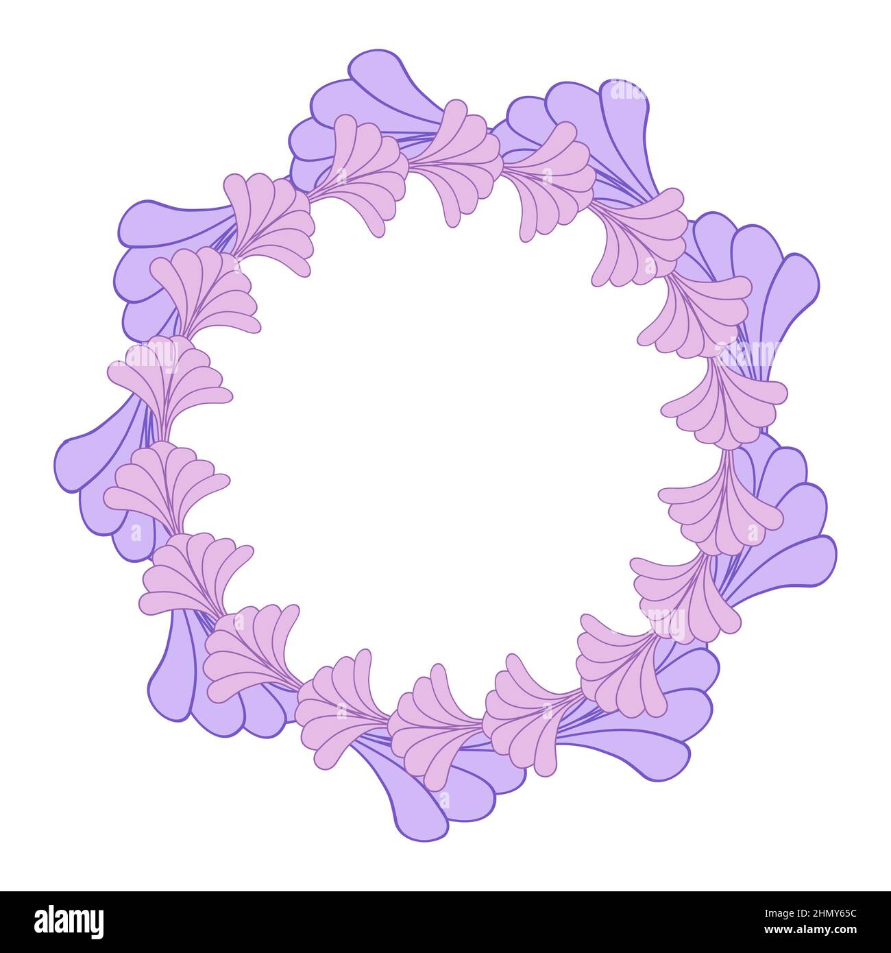 Round Flower Frame Border Background in Purple and Pink Stock Vector ...