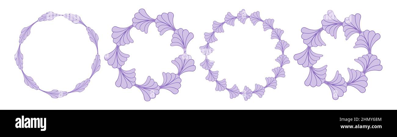 Round Floral Frame Border Background Set Collection Stock Vector Image ...
