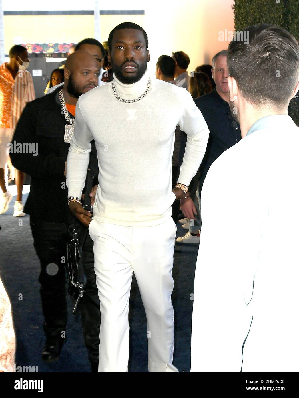 Meek Mill attends Michael Rubin's 2022 Fanatics Super Bowl Party on ...