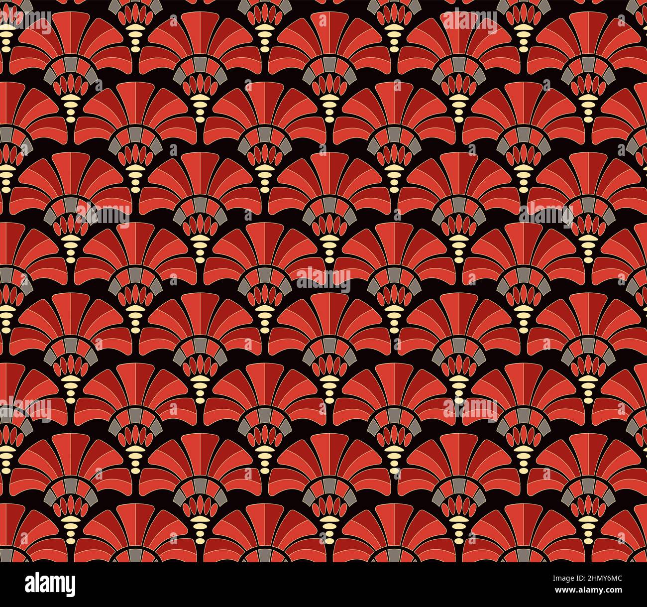 Geometric Gatsby Art Deco Red Fabric Pattern Design Stock Vector Image ...