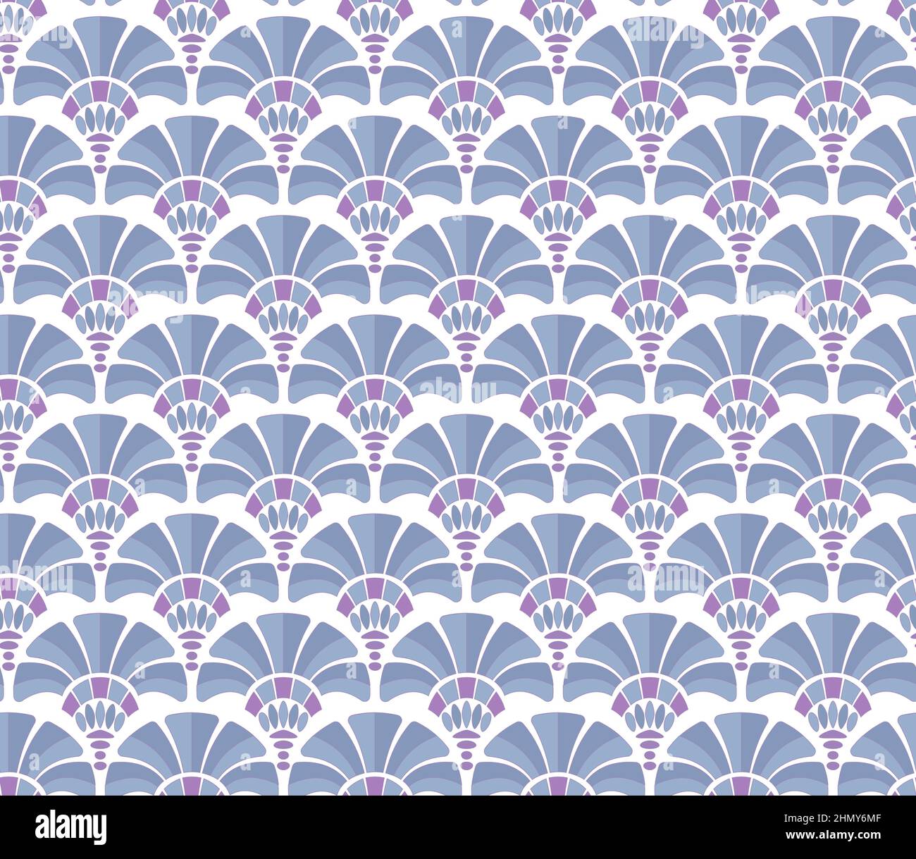 Geometric Fan Gatsby Art Deco Fabric Pattern Design in White Blue and ...