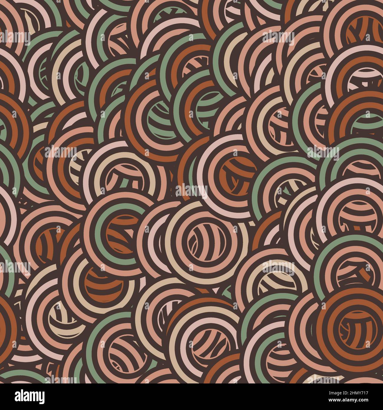 Seamless concentric circle in retro colors dizzy surface pattern design ...