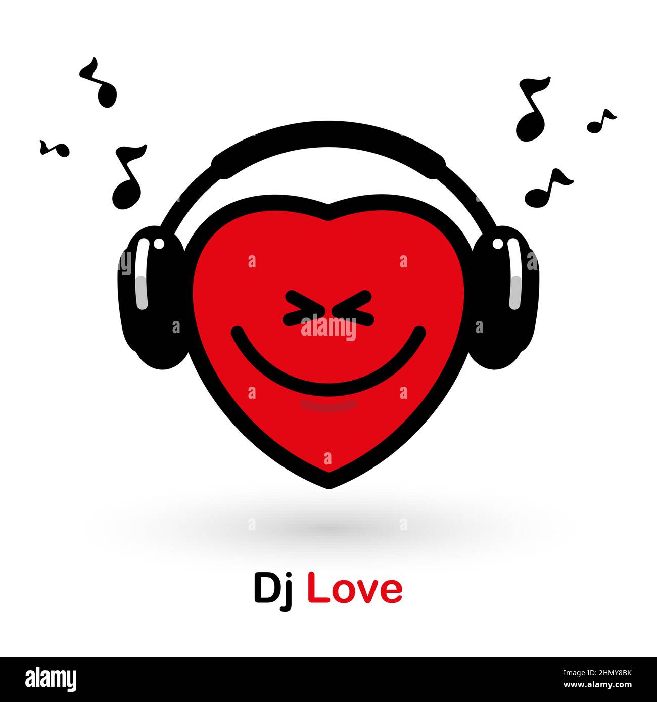 Headphones and happy heart logo. DJ Love Stock Vector Image & Art - Alamy