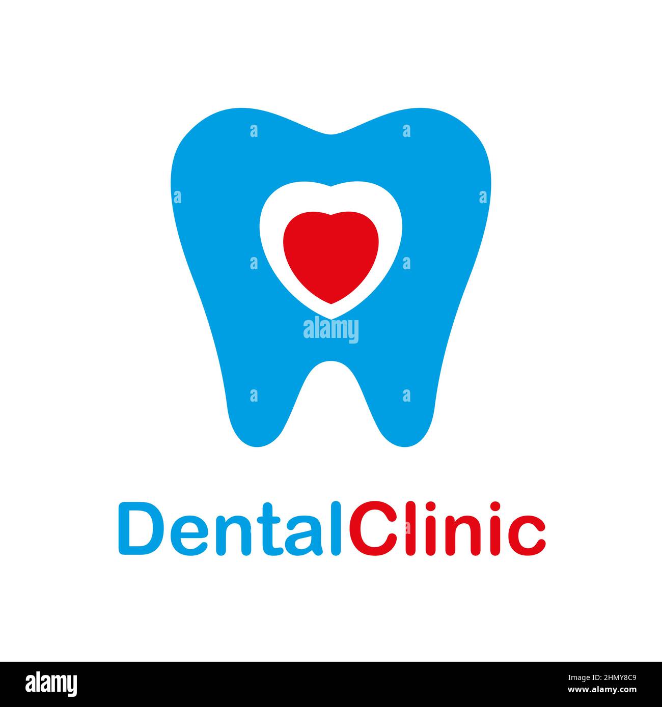 Dental clinic logo. Tooth abstract with red heart, vector template ...
