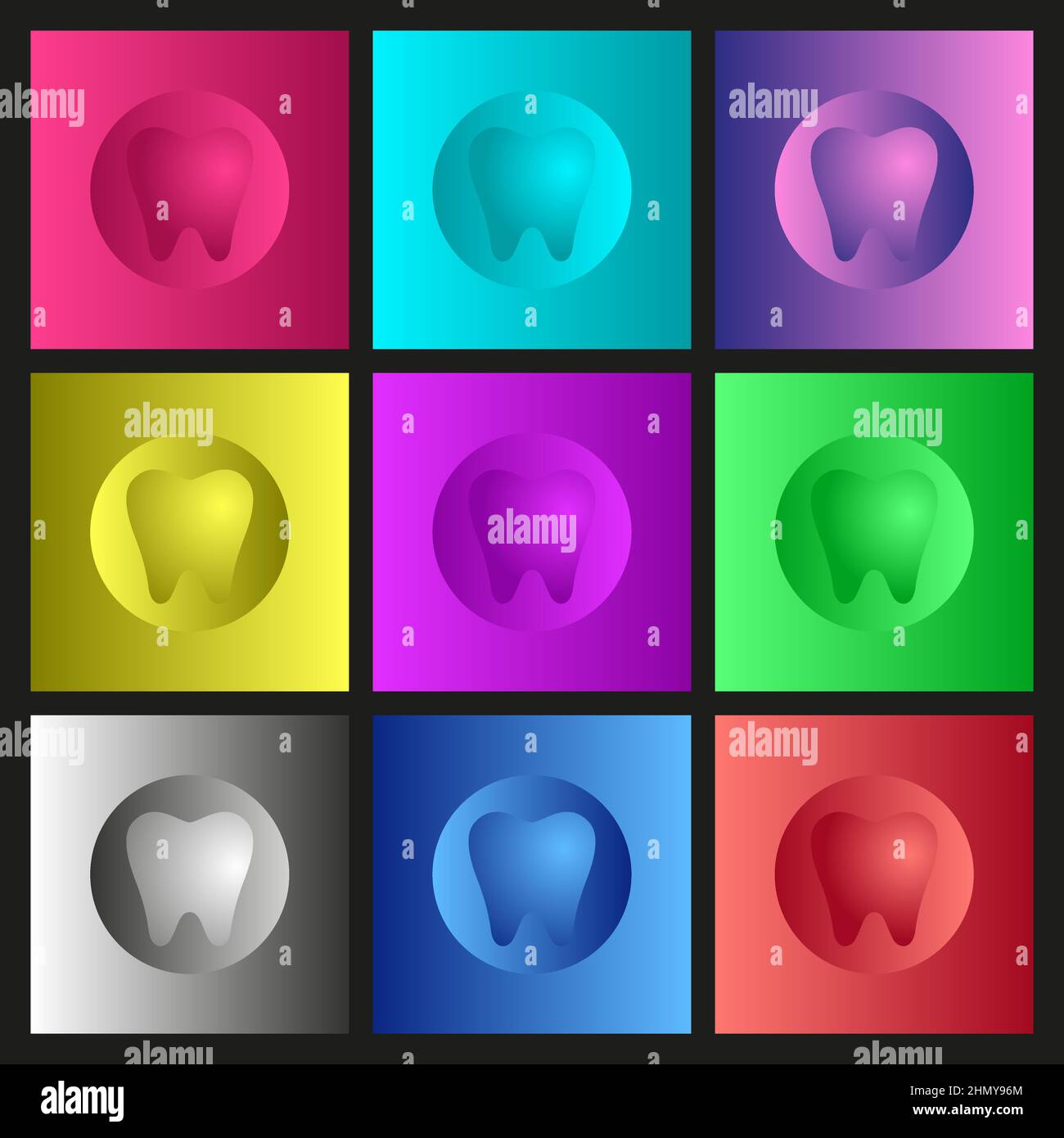 signs and symbols of teeth of different colors, set Stock Vector Image ...