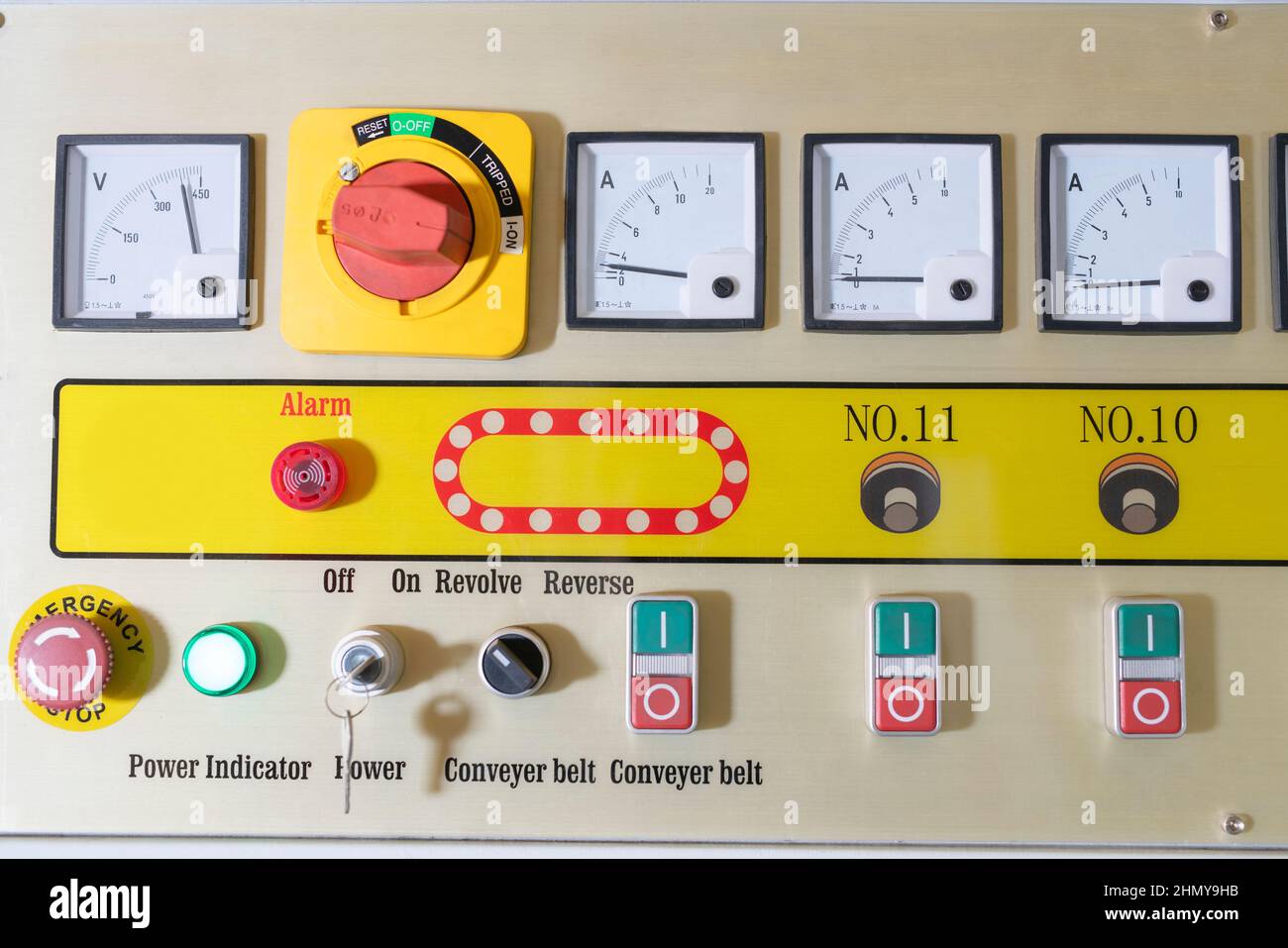 Control panel with various switches and displays Stock Photo - Alamy
