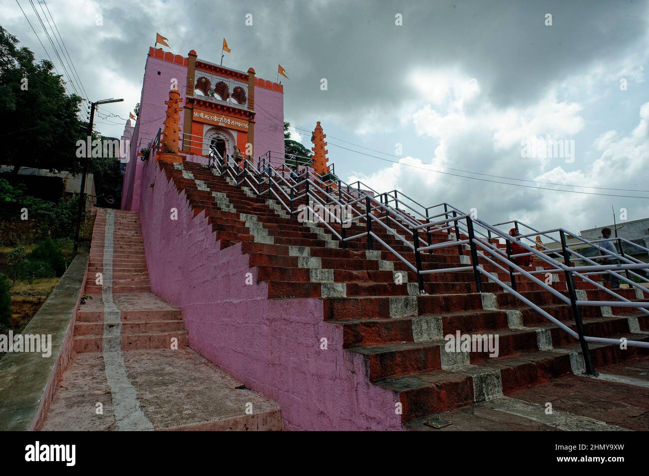 High and lofty staircase of Goddess Matsyodari Devi Temple at Ambad ...