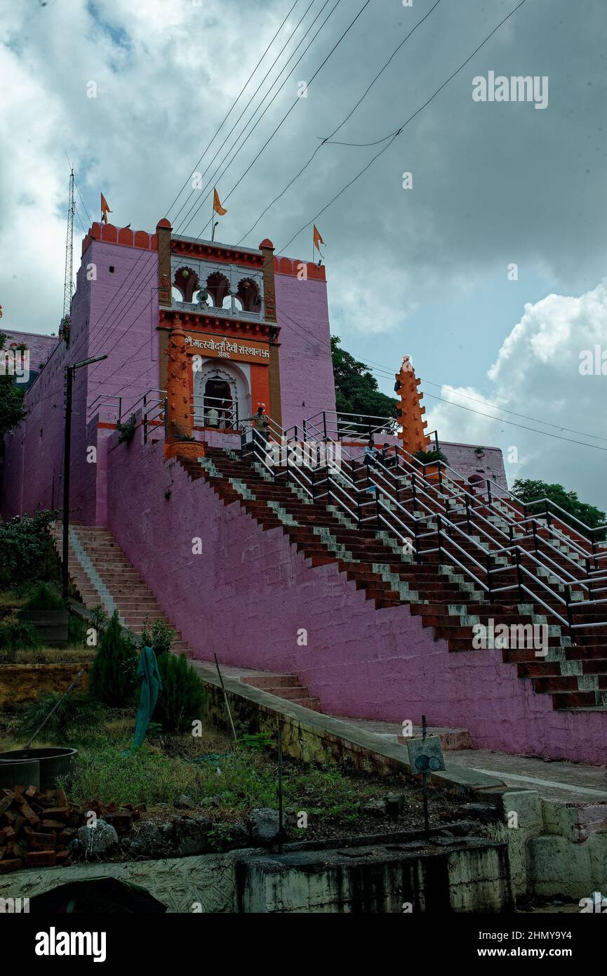 High and lofty staircase of Goddess Matsyodari Devi Temple at Ambad ...