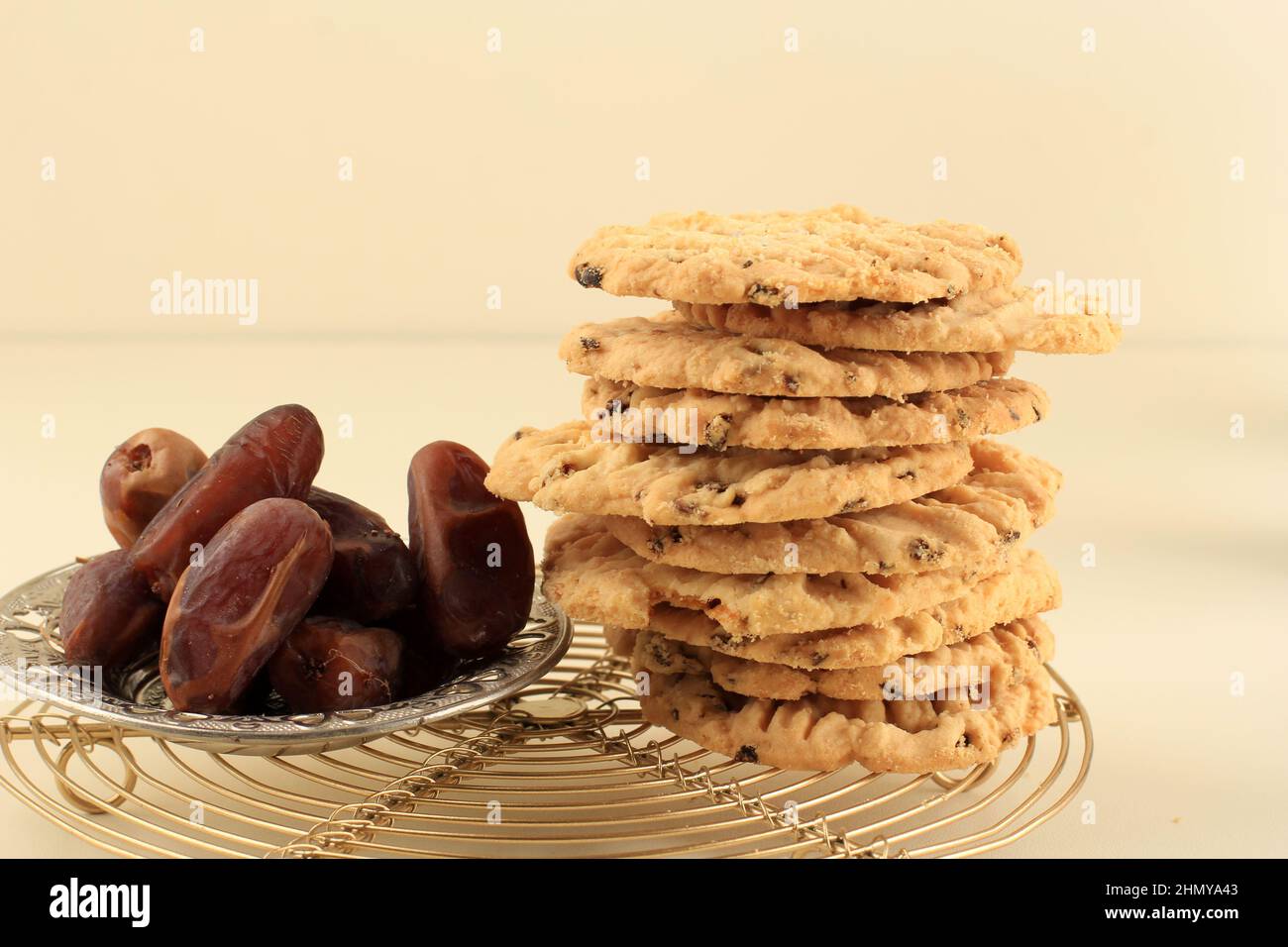 Arabic Thin Dates Fruit Cookies, Stacked on Wire Rack. Perfect for ...