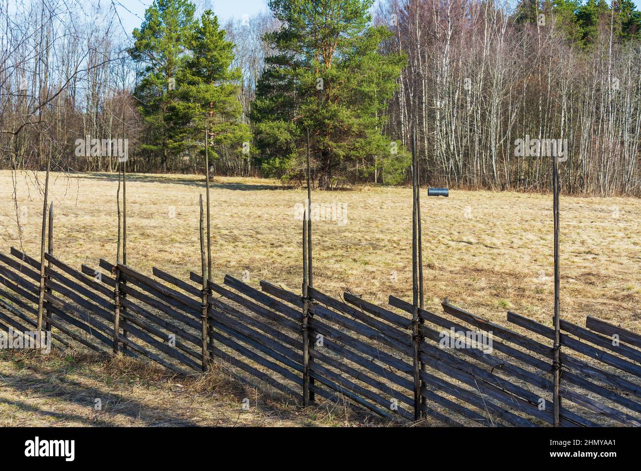 Wooden roundpole fence hi-res stock photography and images - Alamy
