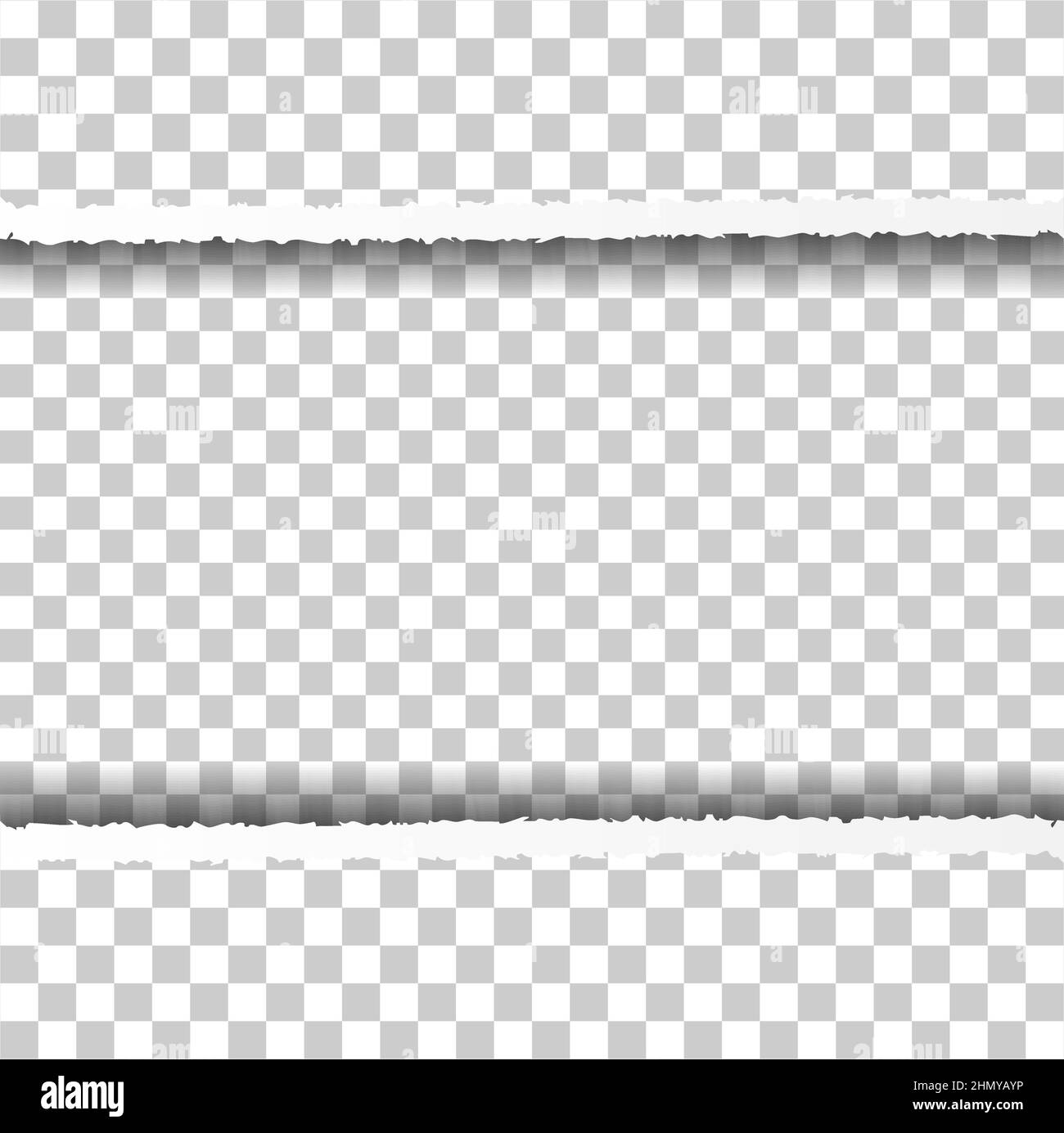 Straight Ripped Paper Border with Shadows Isolated on Transparent ...