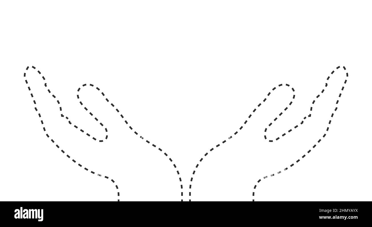 Saving hands black outline. Hand care design template. Flat vector ...