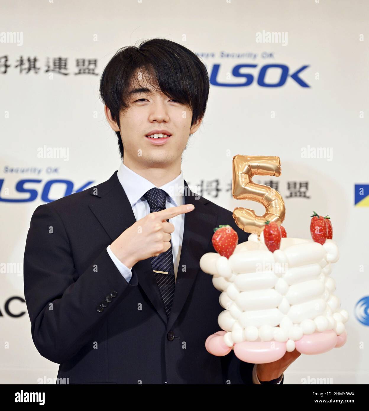 Shogi player Sota Fujii meets the press in Tachikawa, western Tokyo, on ...