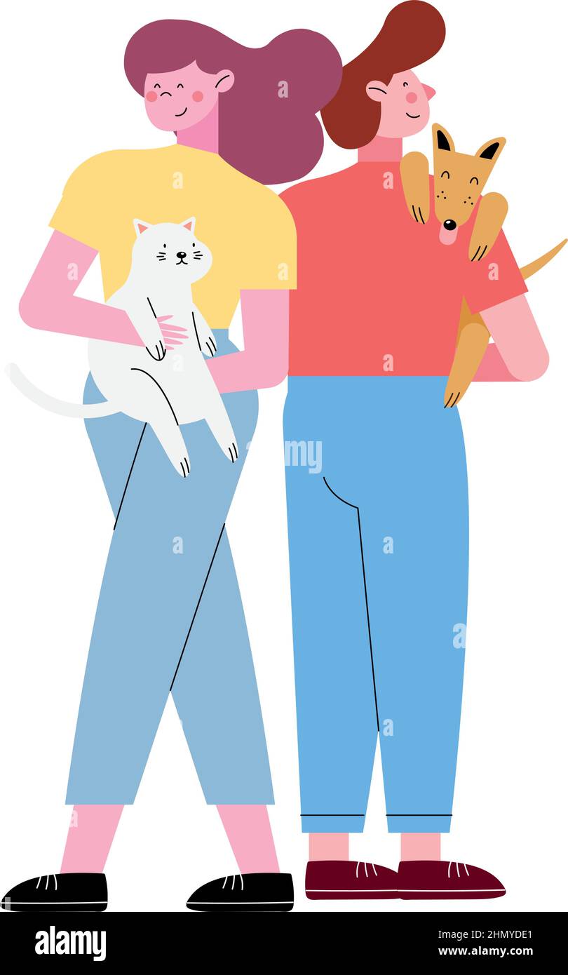 people with cat and dog Stock Vector Image & Art - Alamy