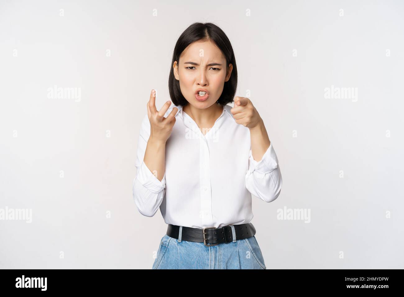 Image of angry pissed off woman shaking from anger, clench hands and ...