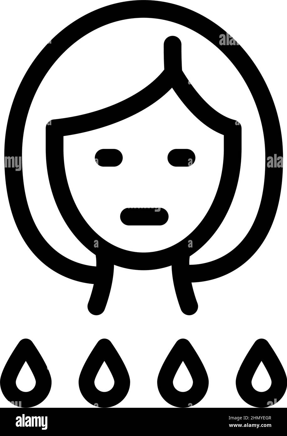 Hot flashes and sweating linear icon. Panic attack symptom. Pms or ...