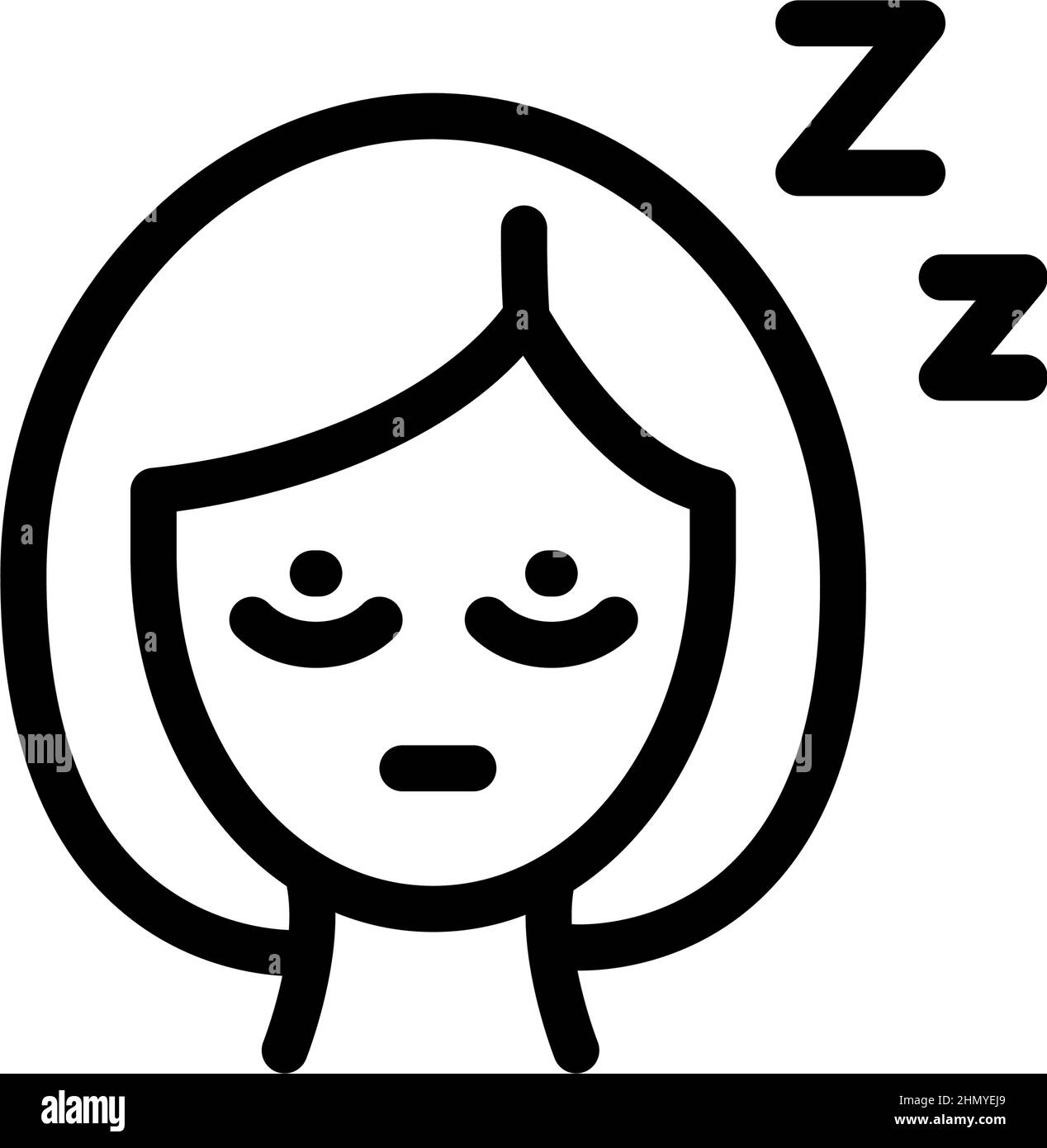 Insomnia, woman cant fall asleep, linear icon. Pms or menopause ...