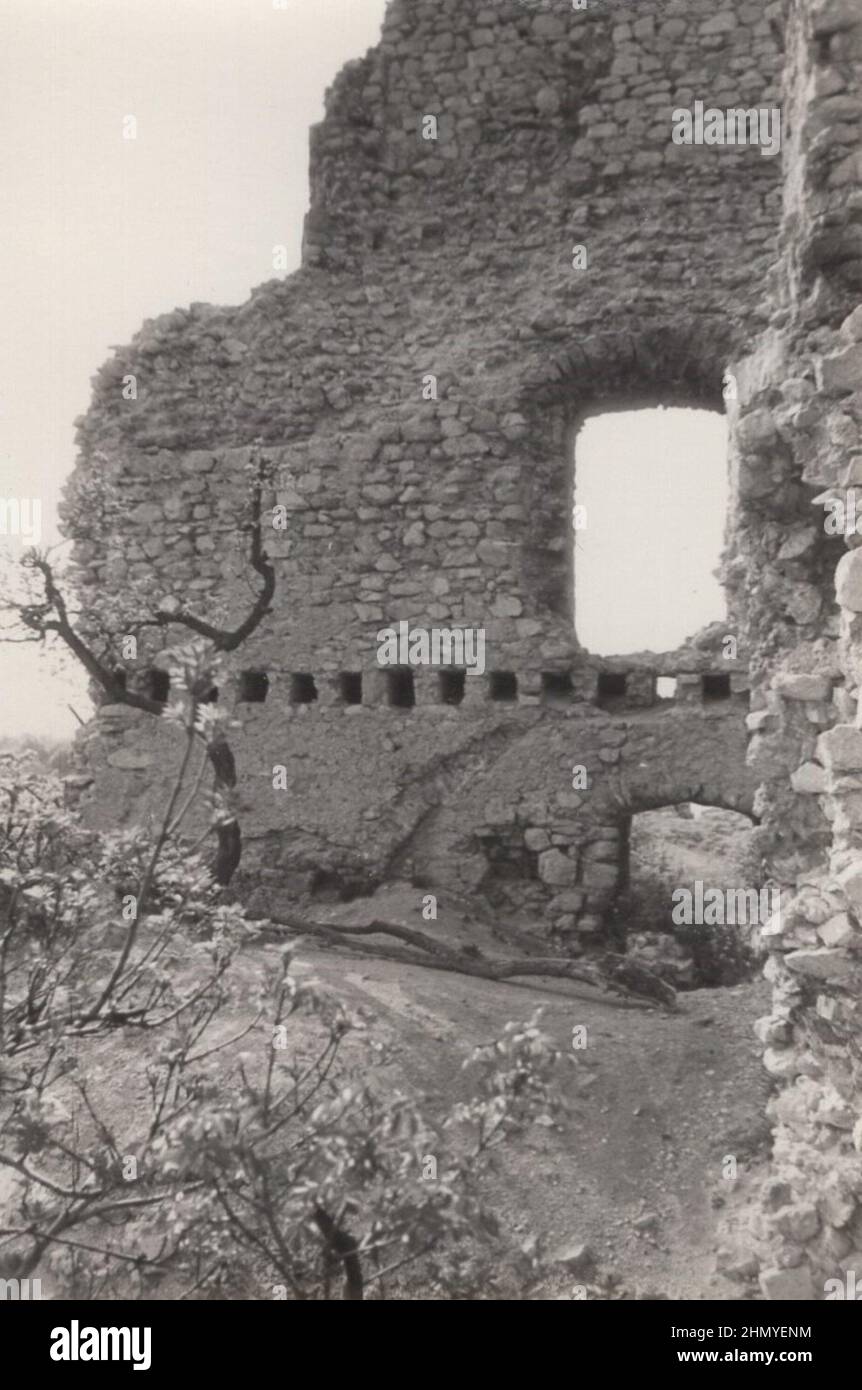 vintage photo about an epic medieval castle ruin. photo was taken at ...